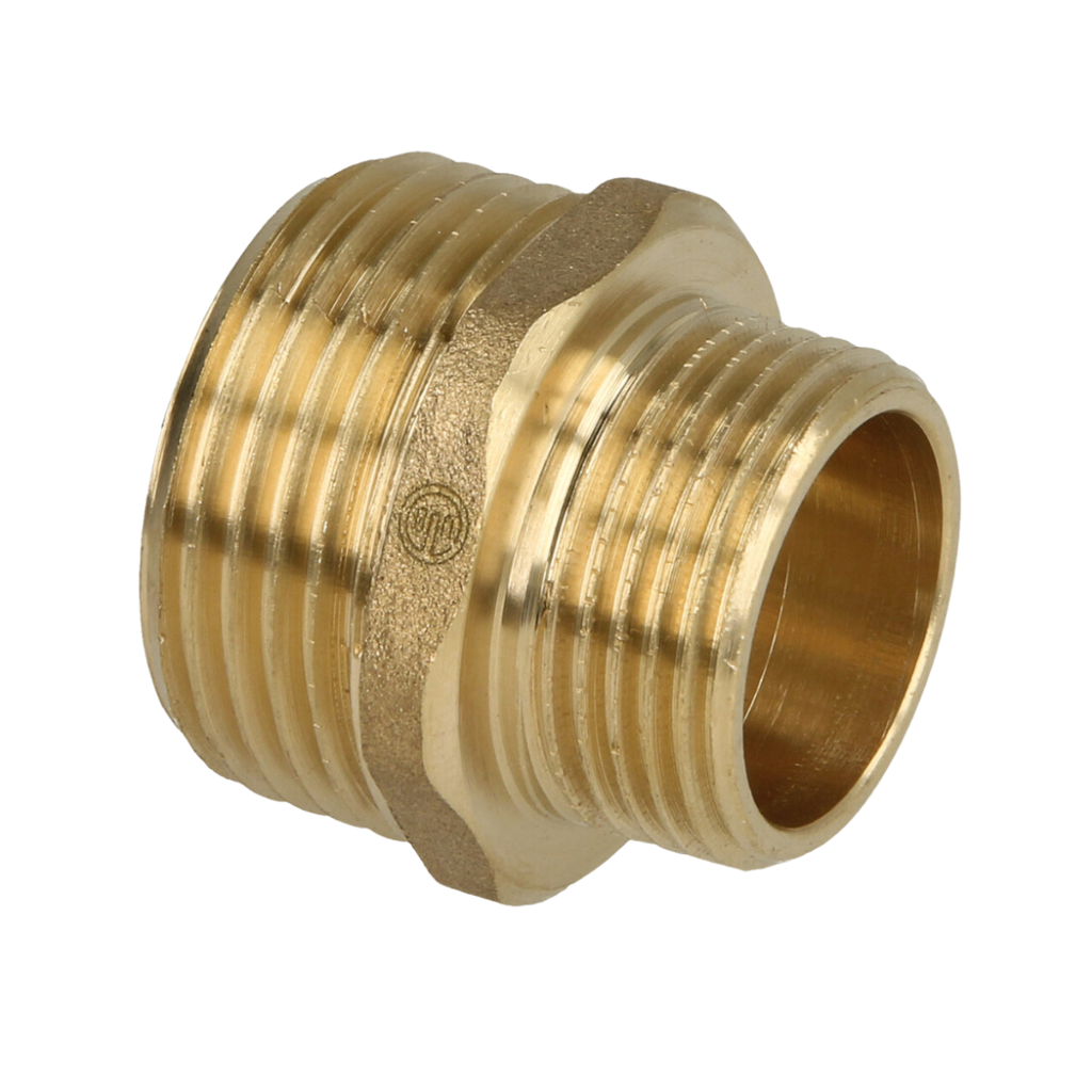 Messing draadfitting verloopnippel 1" x 3/4" | AQMOS Waterbehandeling